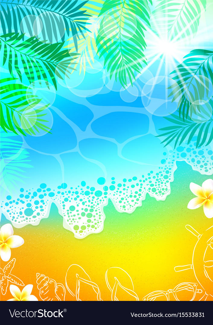 Background sea beach palms Royalty Free Vector Image
