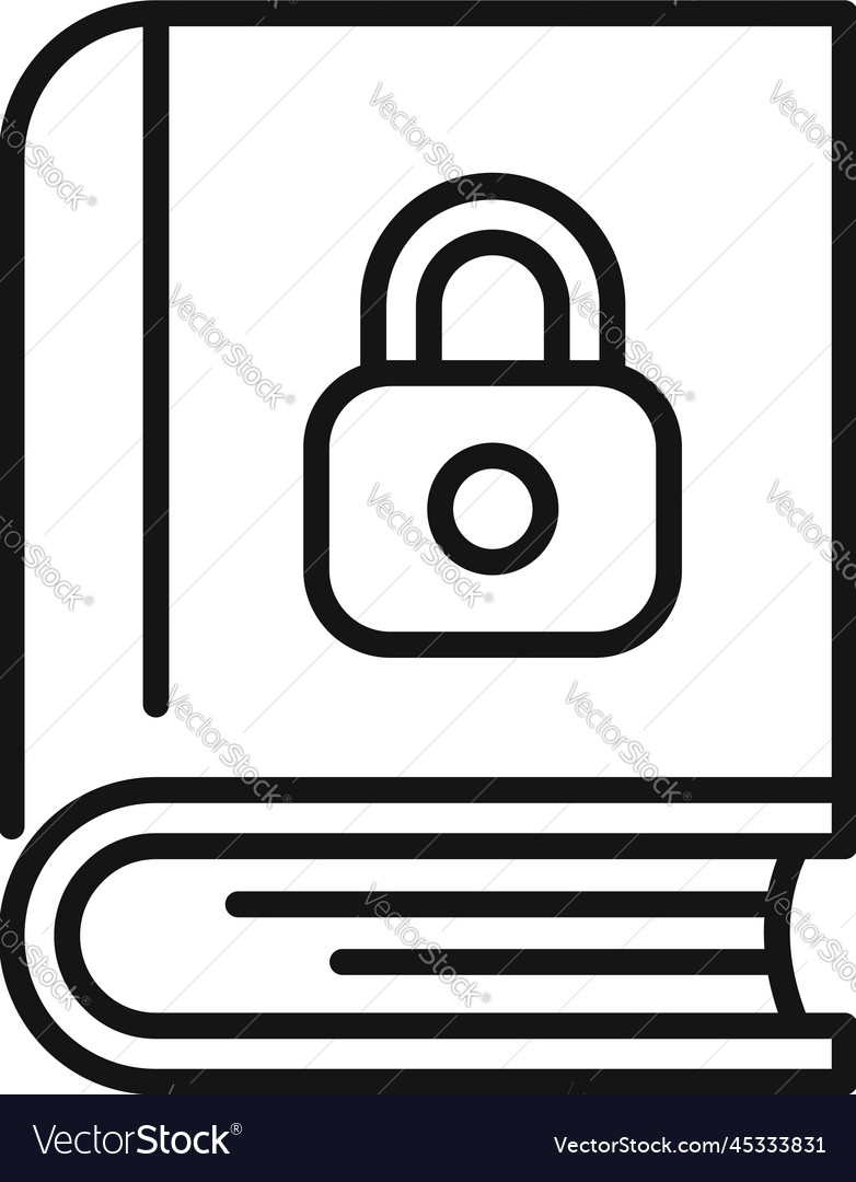 Book lock icon outline cipher data Royalty Free Vector Image