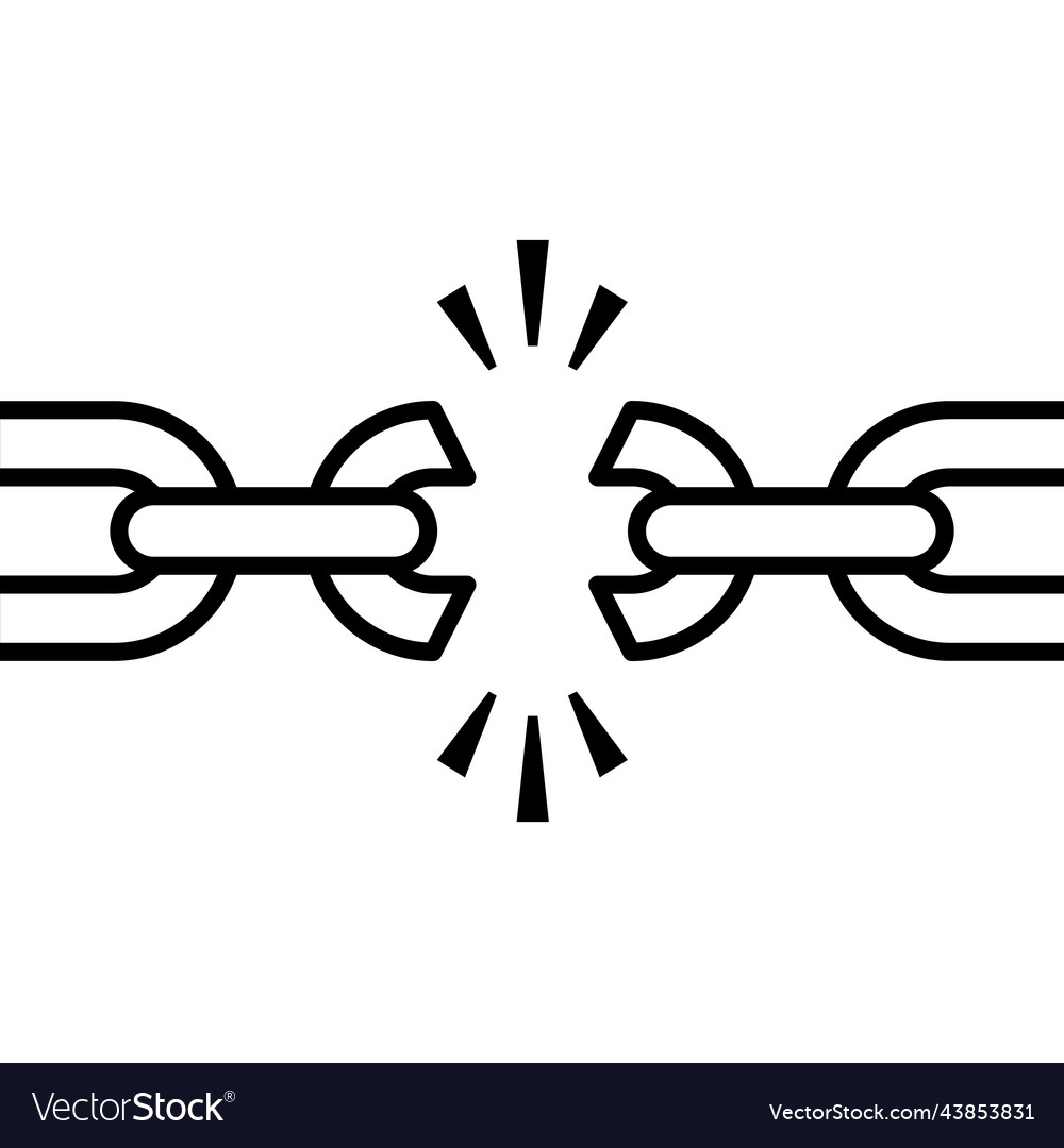 Broken chain or weakness concept editable stroke Vector Image