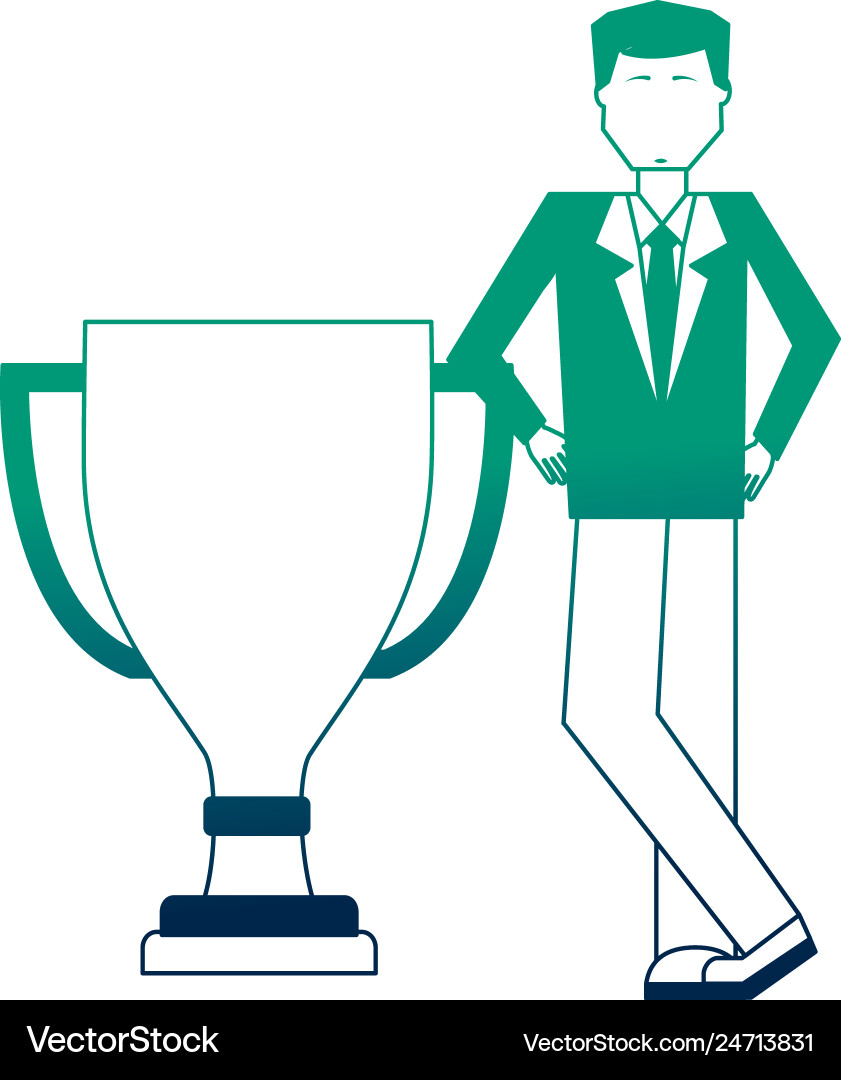 Businessman with trophy cup avatar character Vector Image