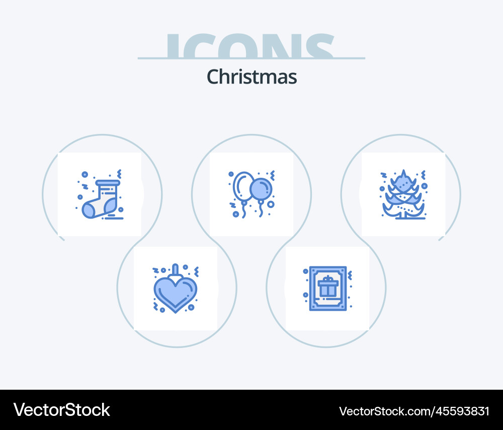 Christmas blue icon pack 5 icon design xmas Vector Image
