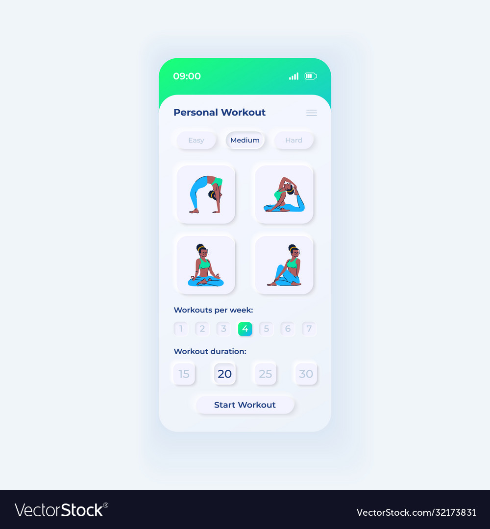 Fitness workout app smartphone interface template Vector Image Fitness workout app smartphone interface template Vector Image