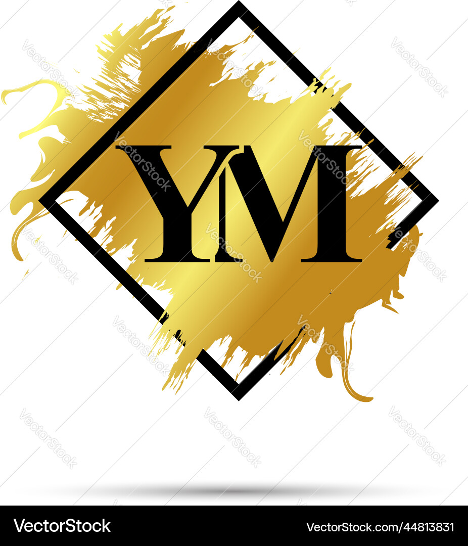 Gold ym logo symbol art design Royalty Free Vector Image