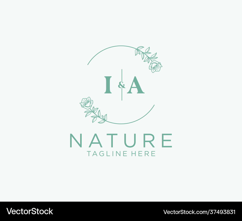Initial ia letters botanical feminine logo Vector Image