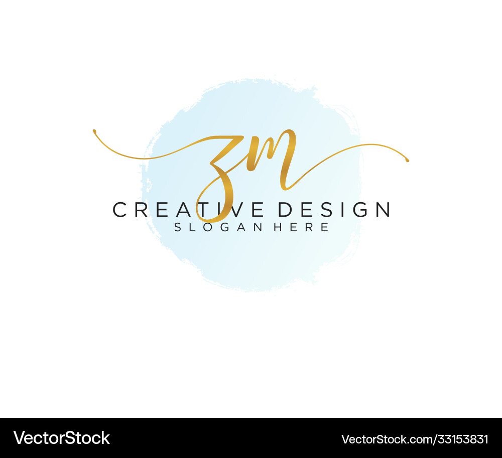 Initial zm handwriting logo with watercolor Vector Image