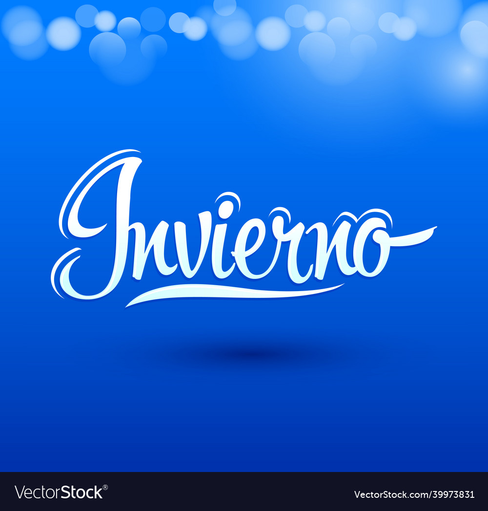 Invierno winter spanish text Royalty Free Vector Image
