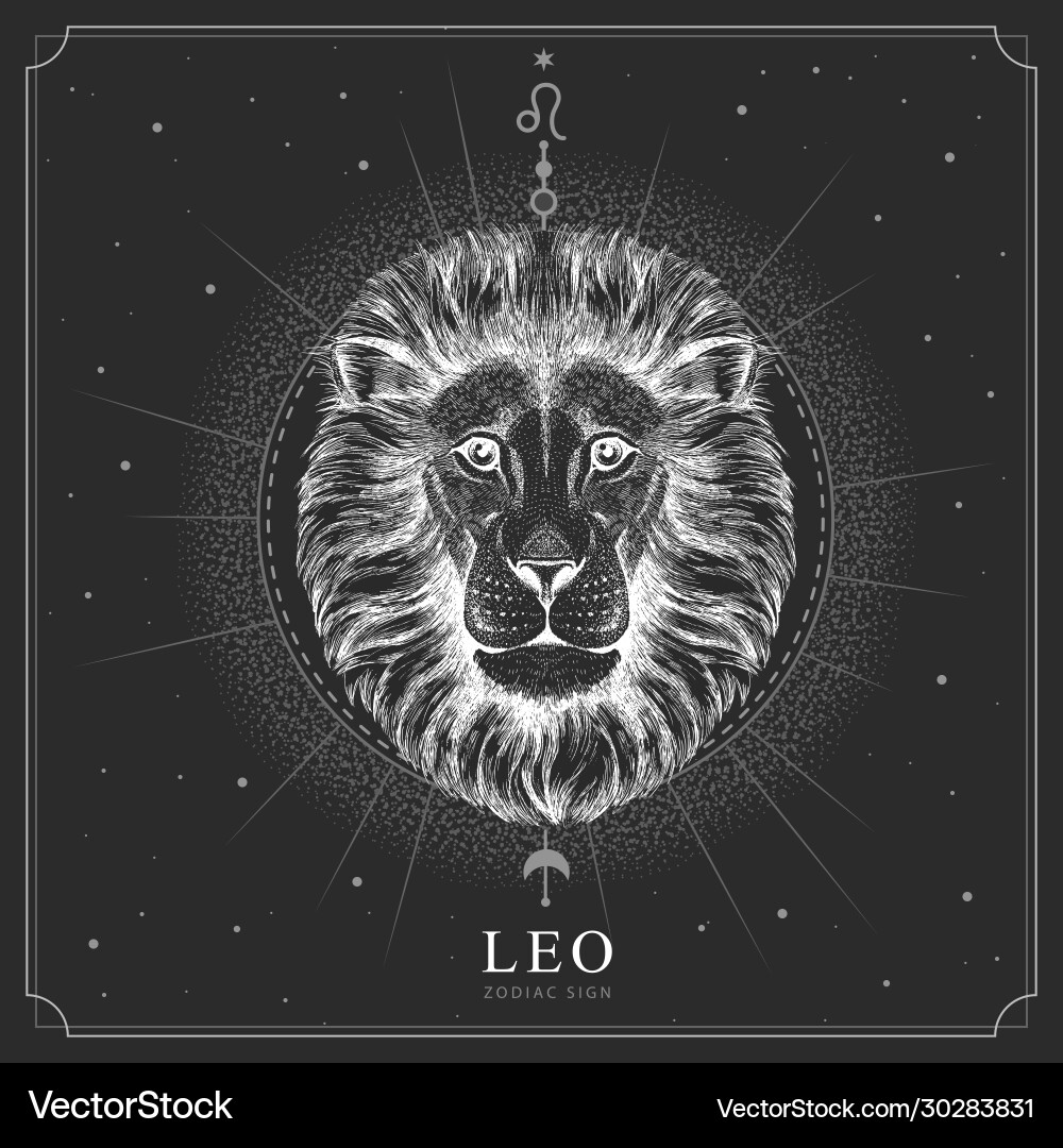 Magic witchcraft card with leo zodiac sign Vector Image