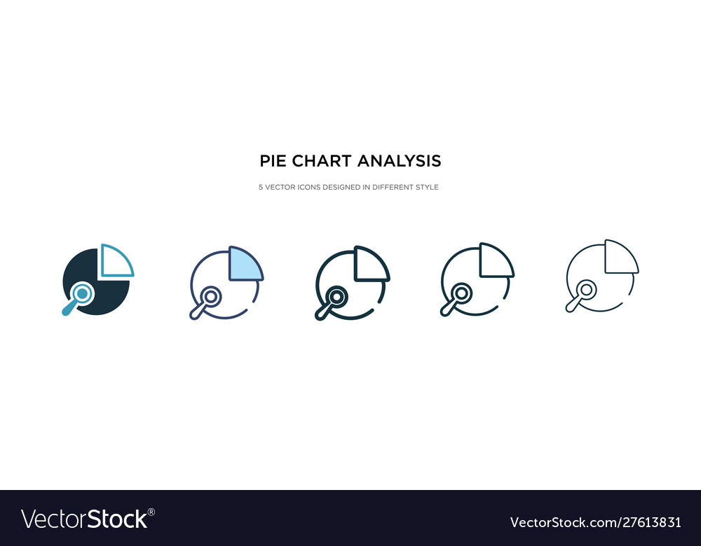 Pie chart analysis interface icon in different Vector Image
