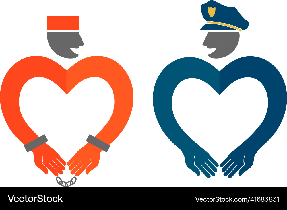 Police and prisoner chained Royalty Free Vector Image