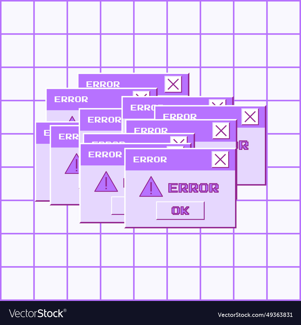 Retro computer window with error message Vector Image