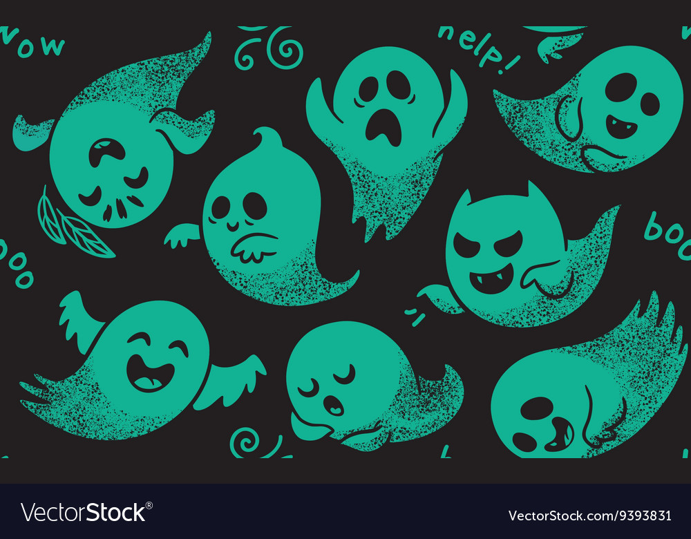 Seamless pattern with various spooky ghosts Vector Image