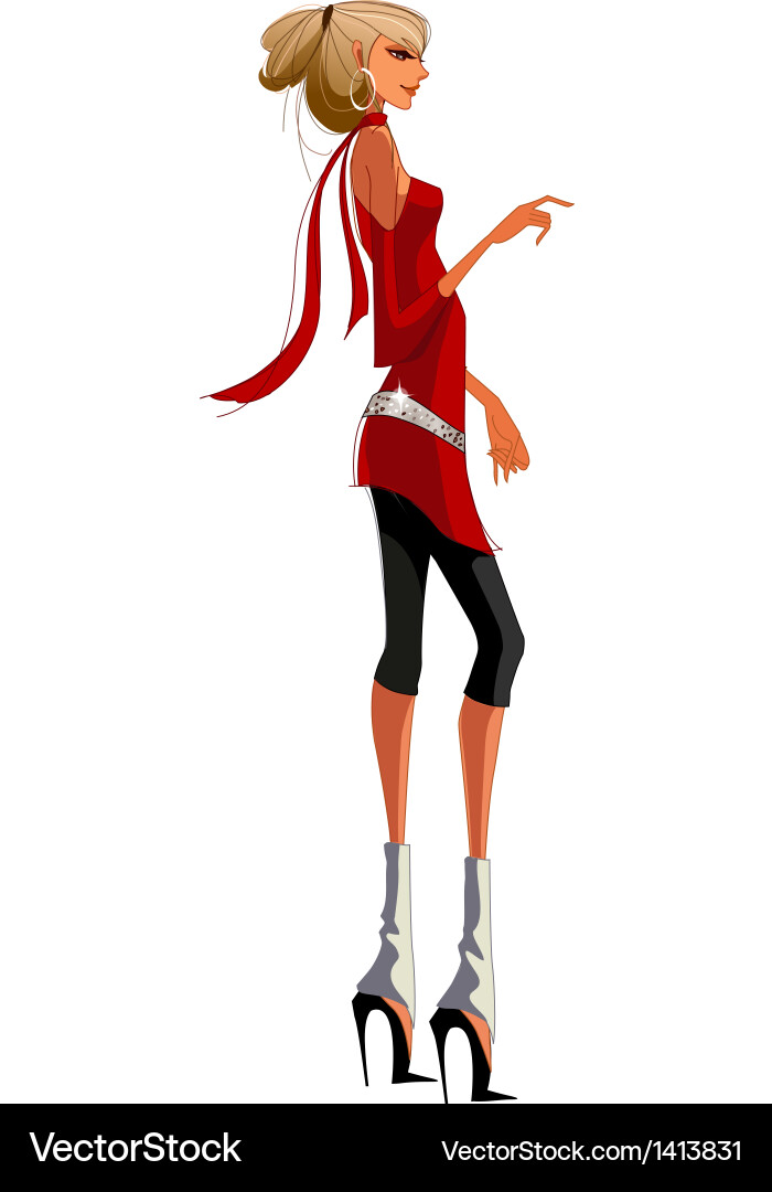 Side view of woman standing Royalty Free Vector Image