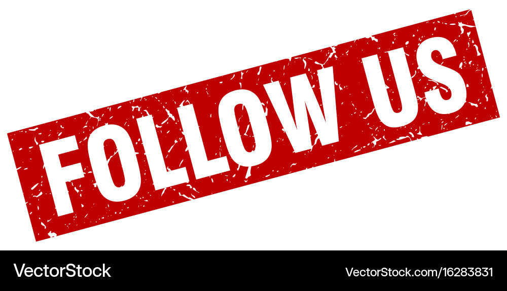 Square grunge red follow us stamp Royalty Free Vector Image