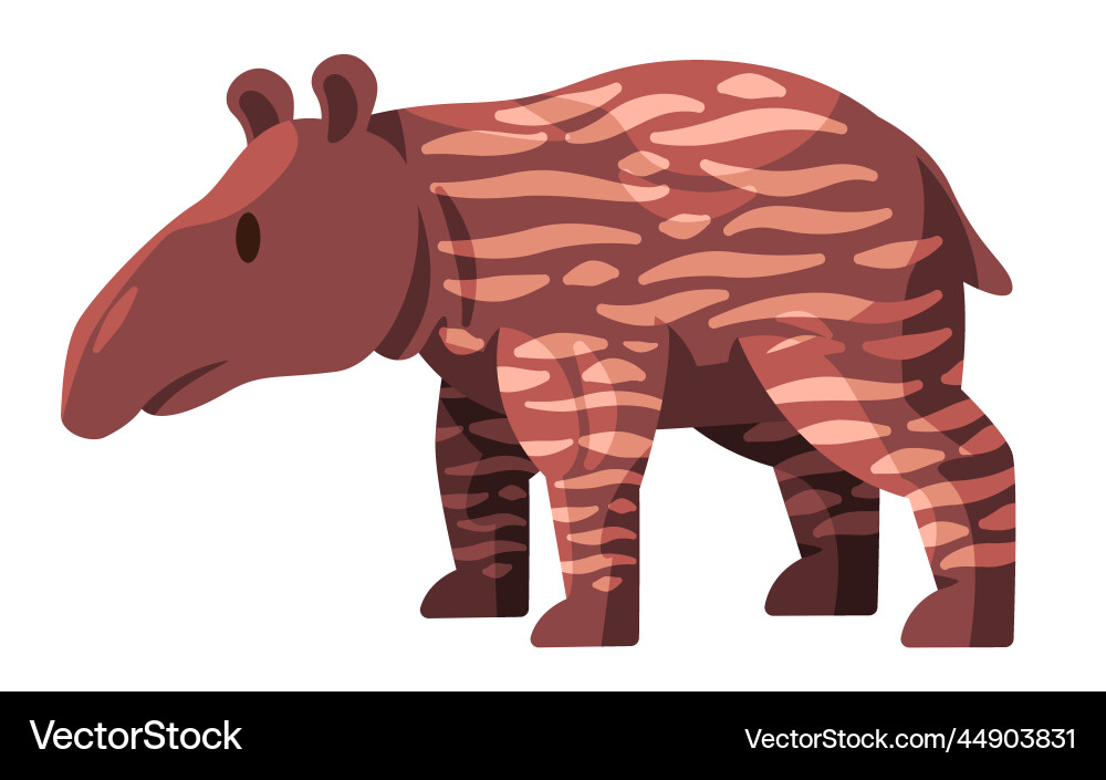 Tapir tapiridae brown stripped standing large Vector Image