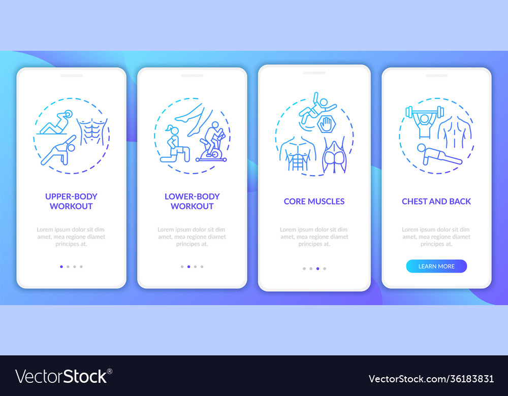 Workout Types Onboarding Mobile App Page Screen Vector Image