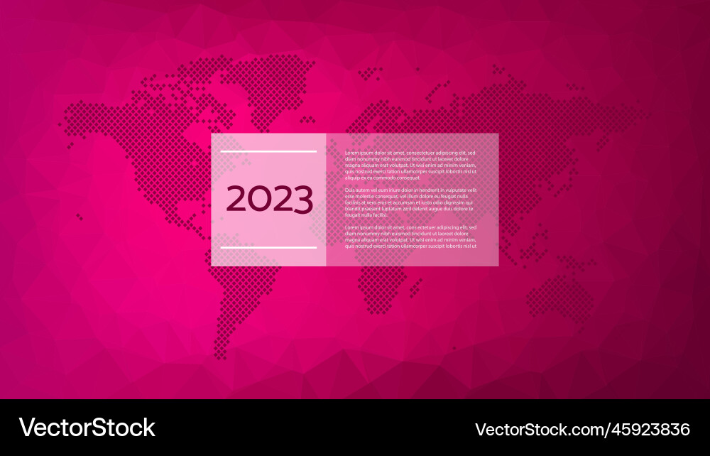 2023 year infographic with world map magenta Vector Image