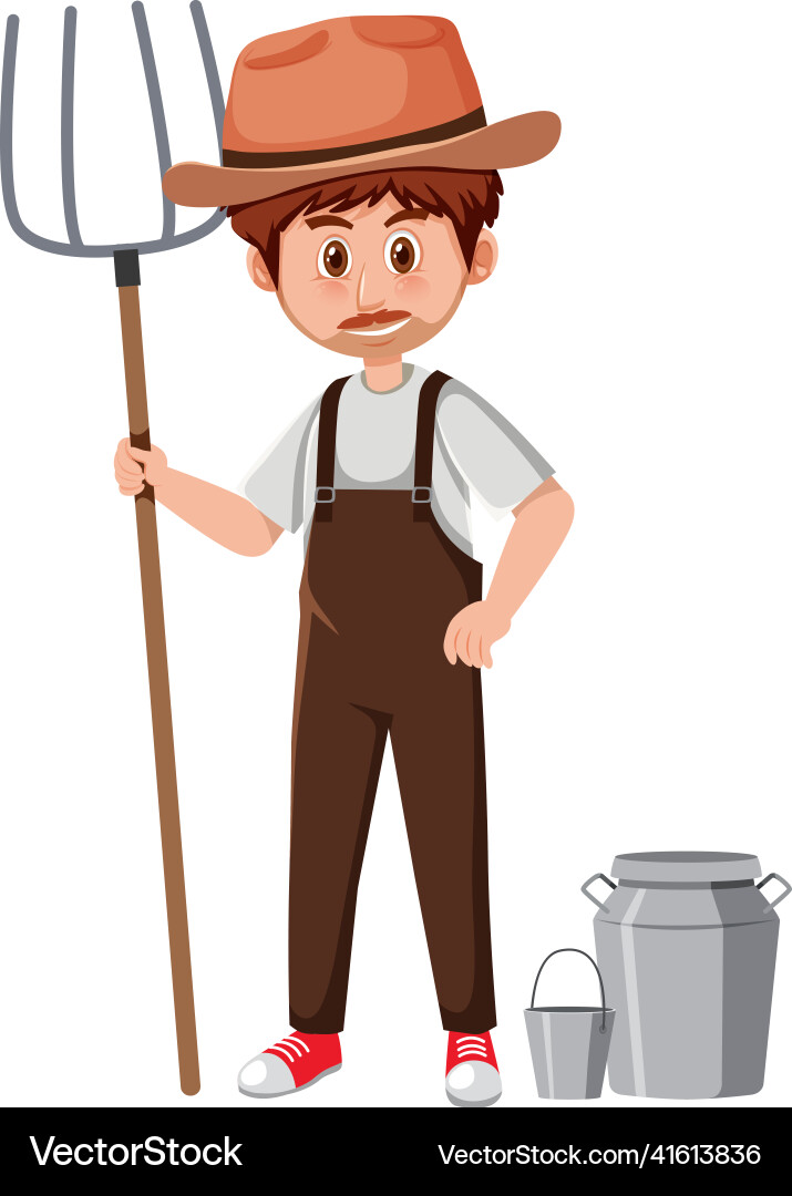 A farmer cartoon character on white background Vector Image