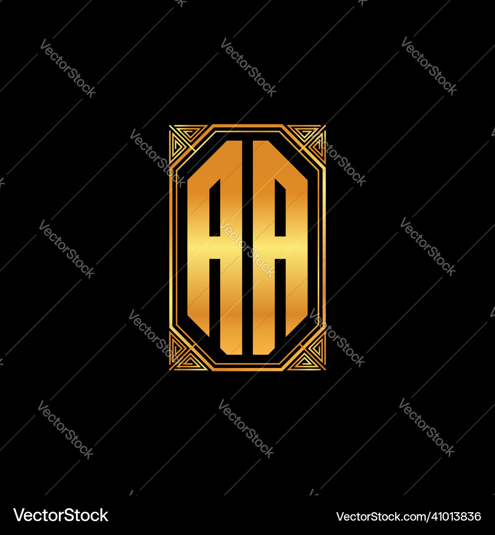 Aa logo letter geometric golden style Royalty Free Vector