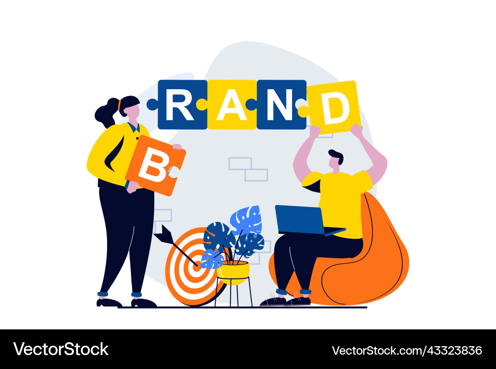 Branding team concept with people scene in flat Vector Image