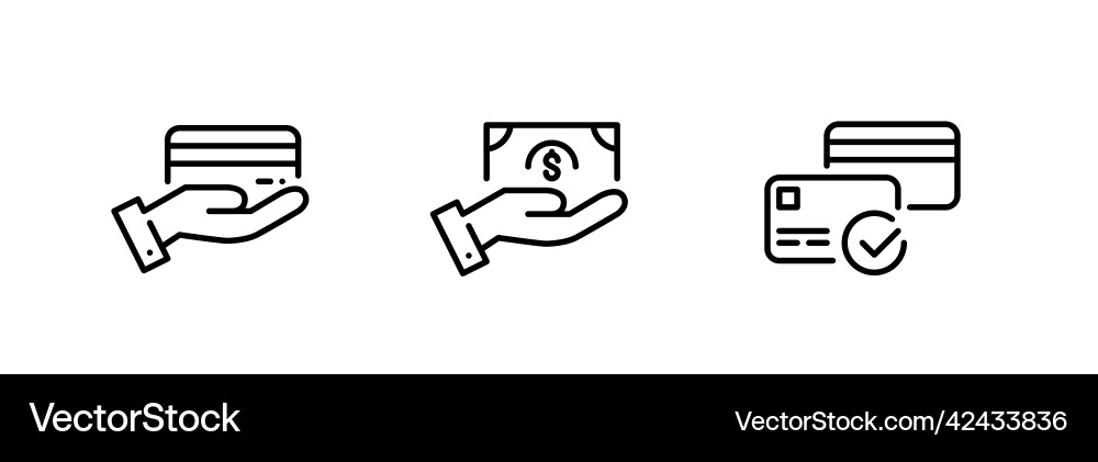 Cash and card approved payment methods for online Vector Image