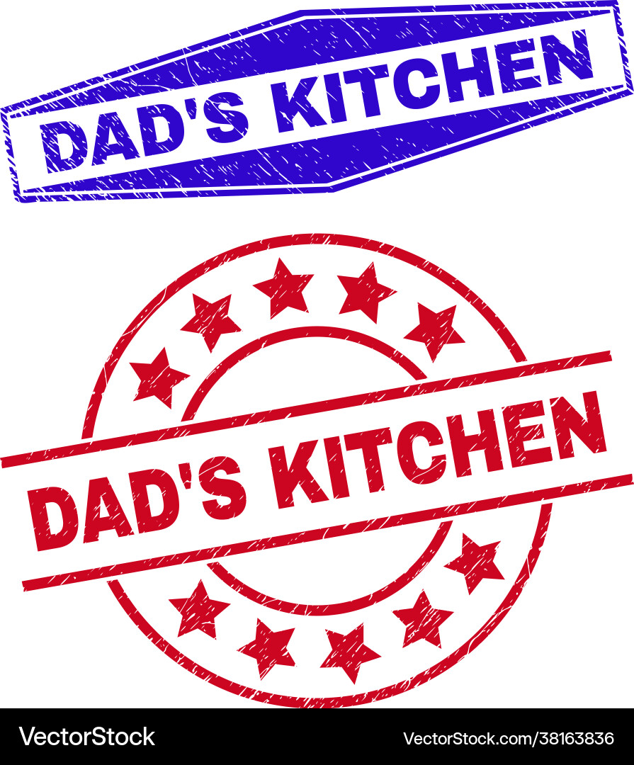 Dad s kitchen corroded seals in round and hexagon Vector Image