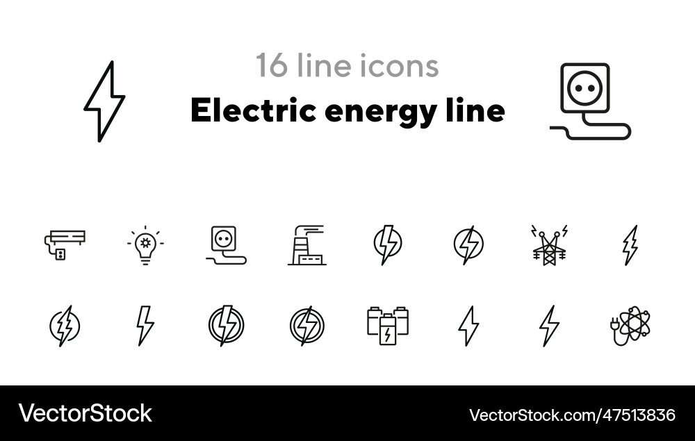 Electric energy line icons Royalty Free Vector Image