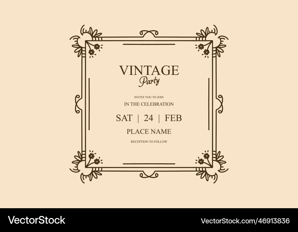 Elegant vintage frame design for invitation card Vector Image