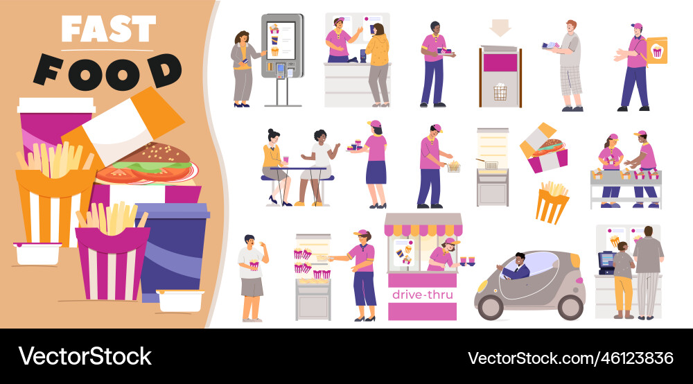 Fast food restaurant icons Royalty Free Vector Image