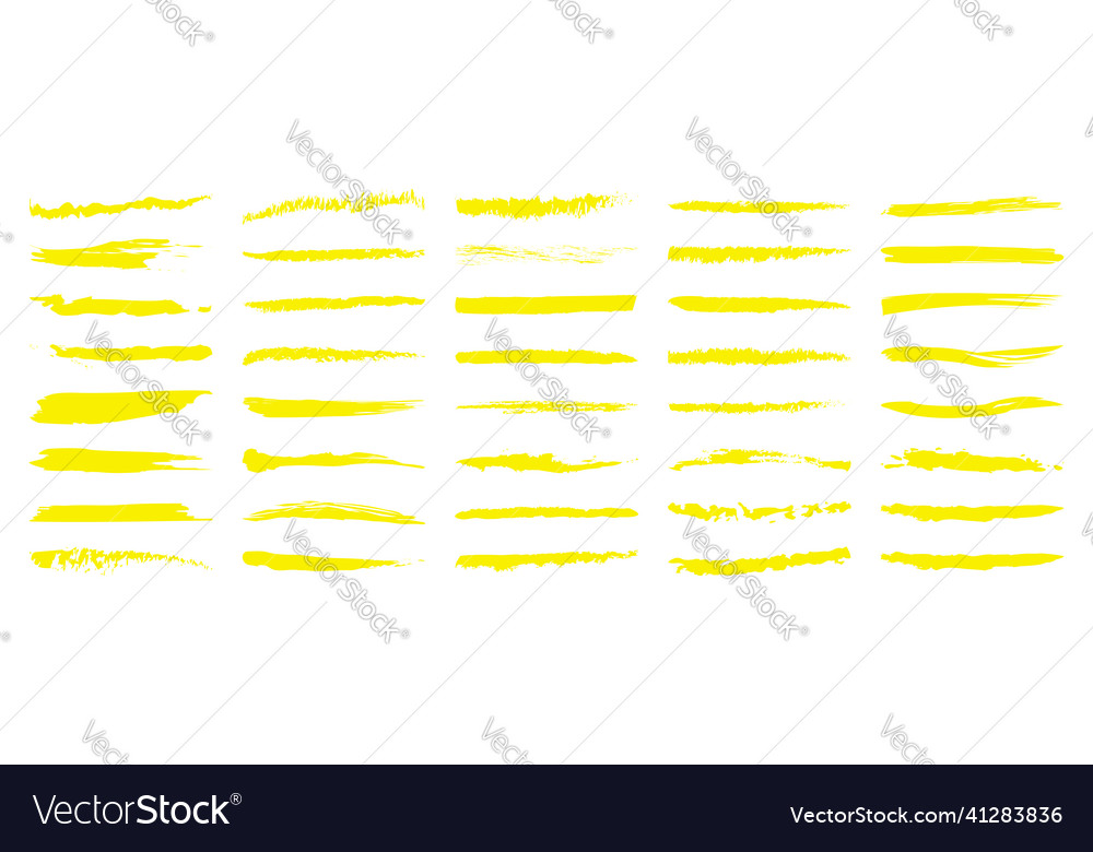 Highlight marker yellow underline lines Royalty Free Vector