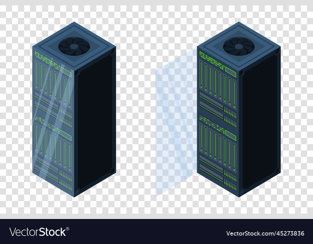 Isometric servers data storages 3d computer Vector Image