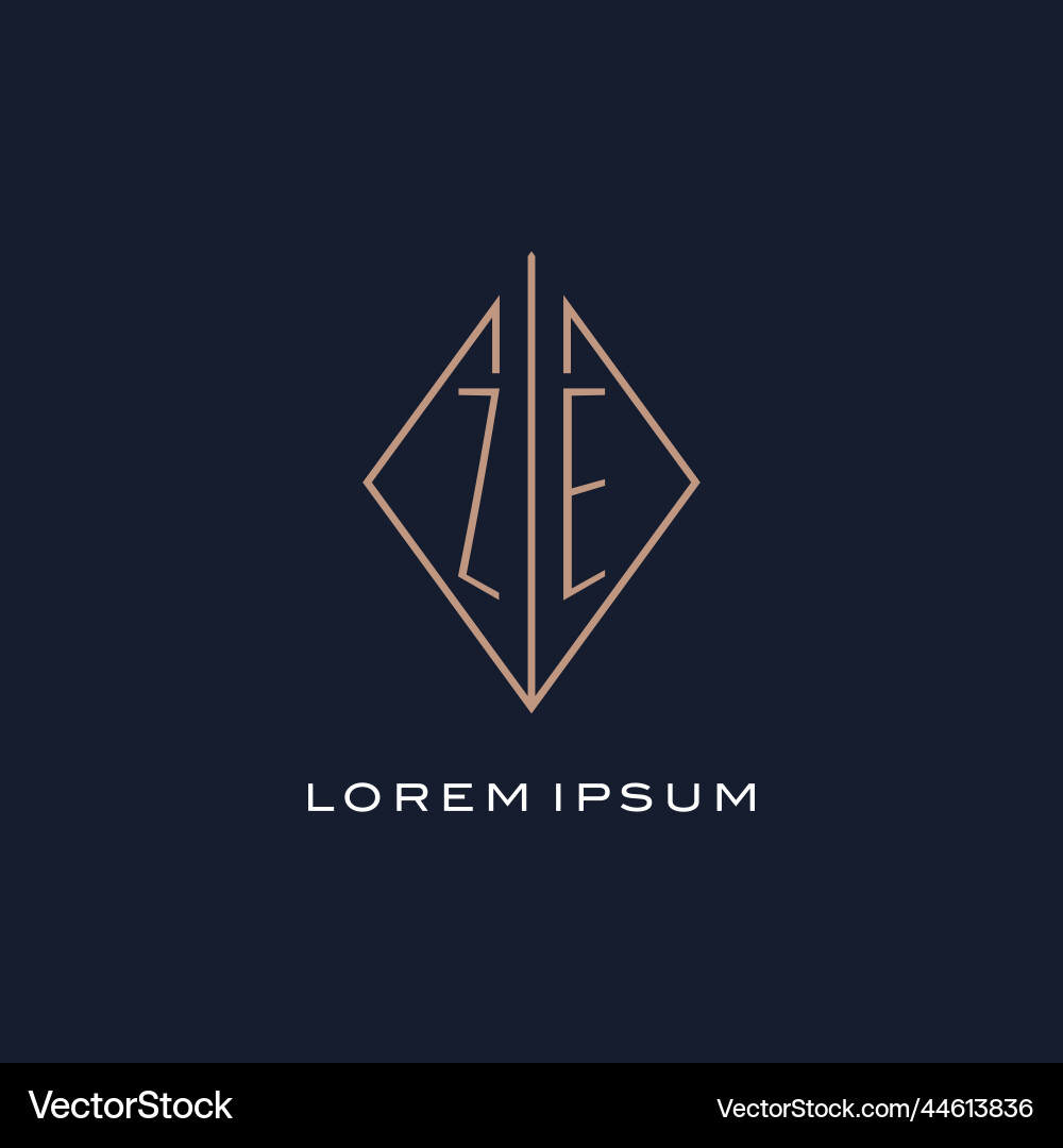 Monogram ze logo with diamond rhombus style Vector Image