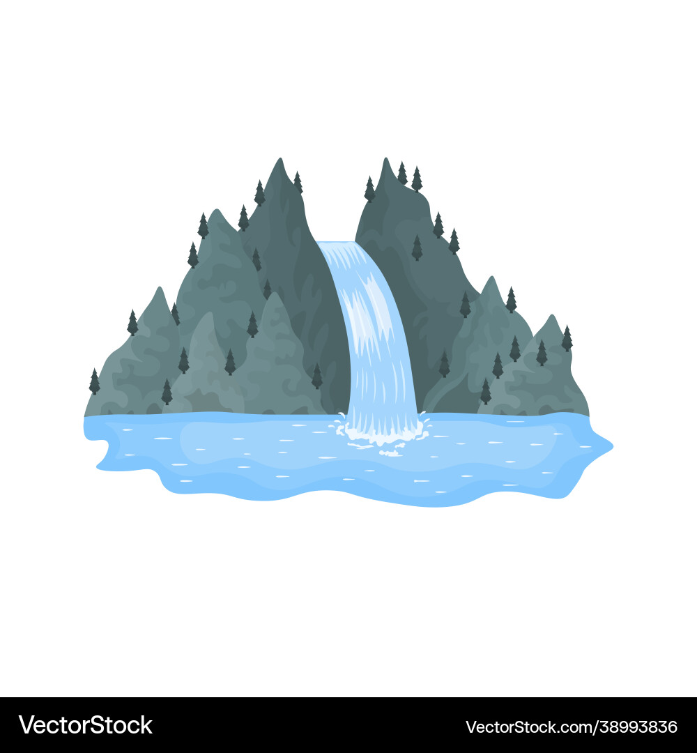 Set waterfall landscapes with mountains and trees Vector Image