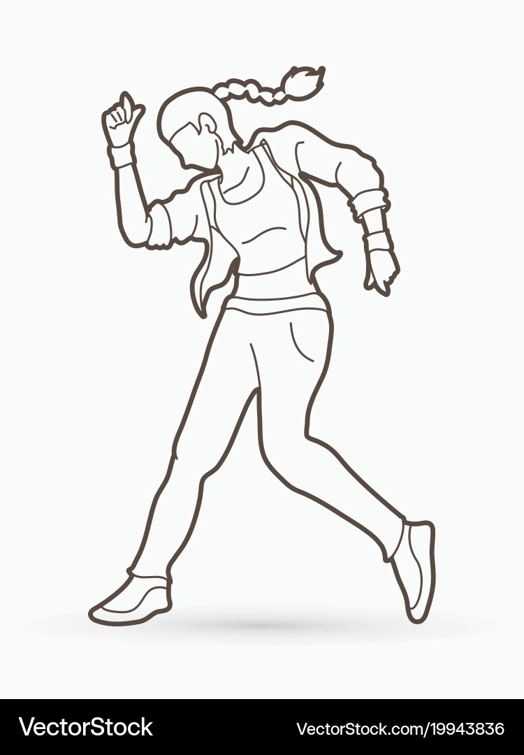 Street dance b boys dance dancing action outline Vector Image