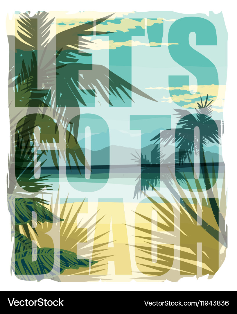 Tropical beach summer print with slogan Royalty Free Vector