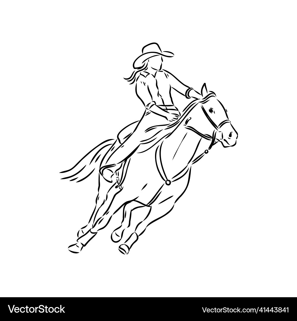 An hand drawn freehand - rodeo scene from Vector Image