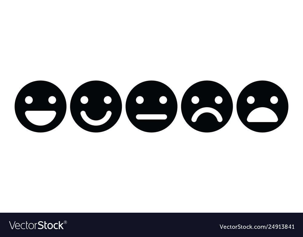 Basic emoticons set five facial expression Vector Image