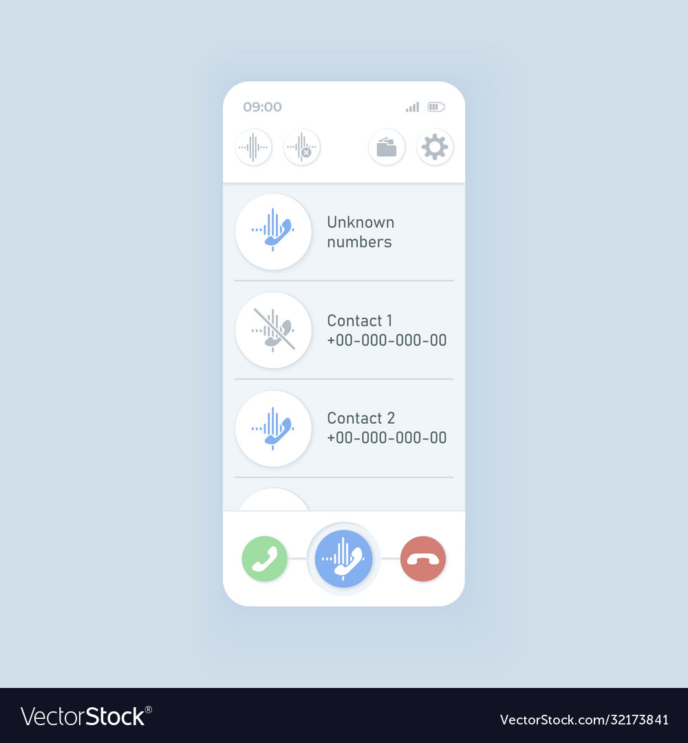 Call menu smartphone interface template Royalty Free Vector