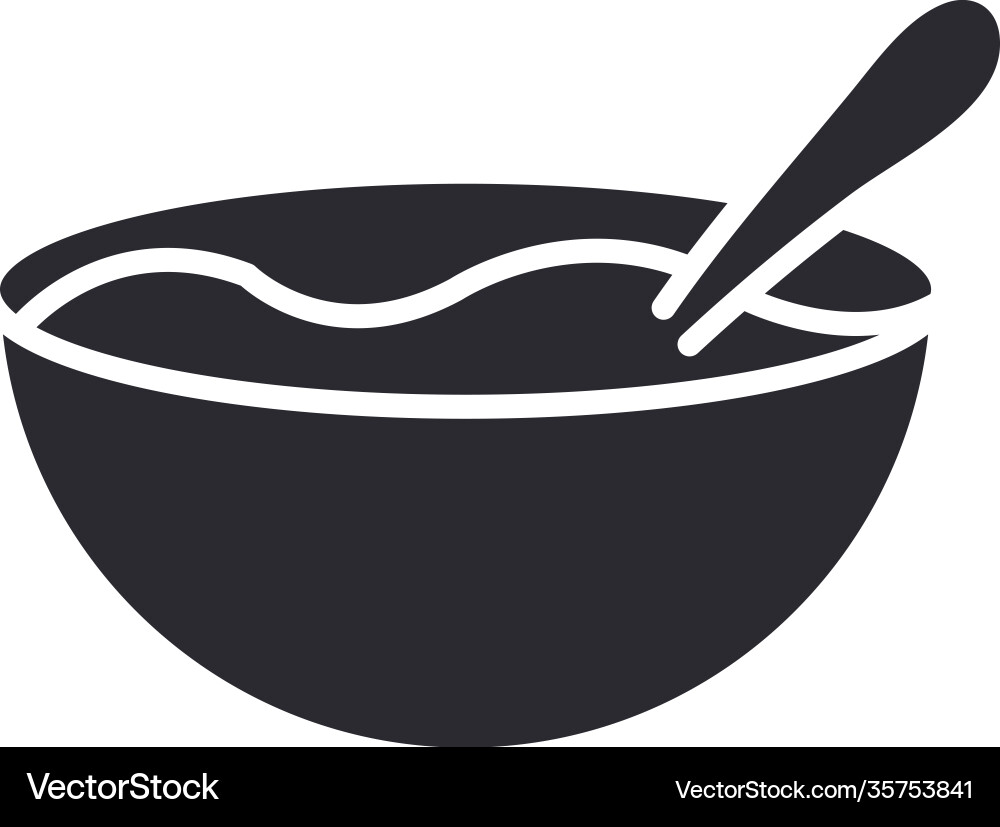 Chef bowl with spoon kitchen utensil silhouette Vector Image