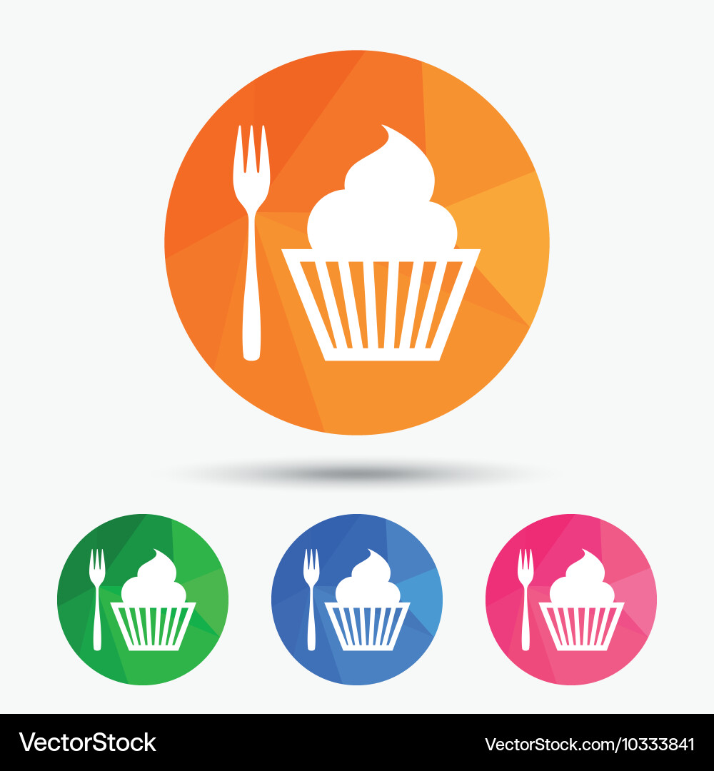 Eat sign icon dessert fork with muffin Royalty Free Vector