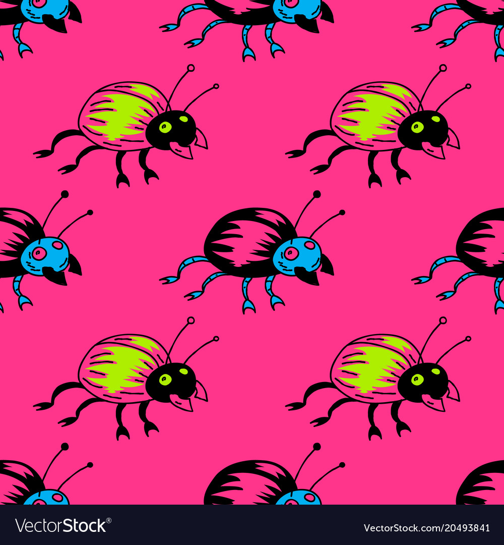 Funky bug seamless pattern Royalty Free Vector Image