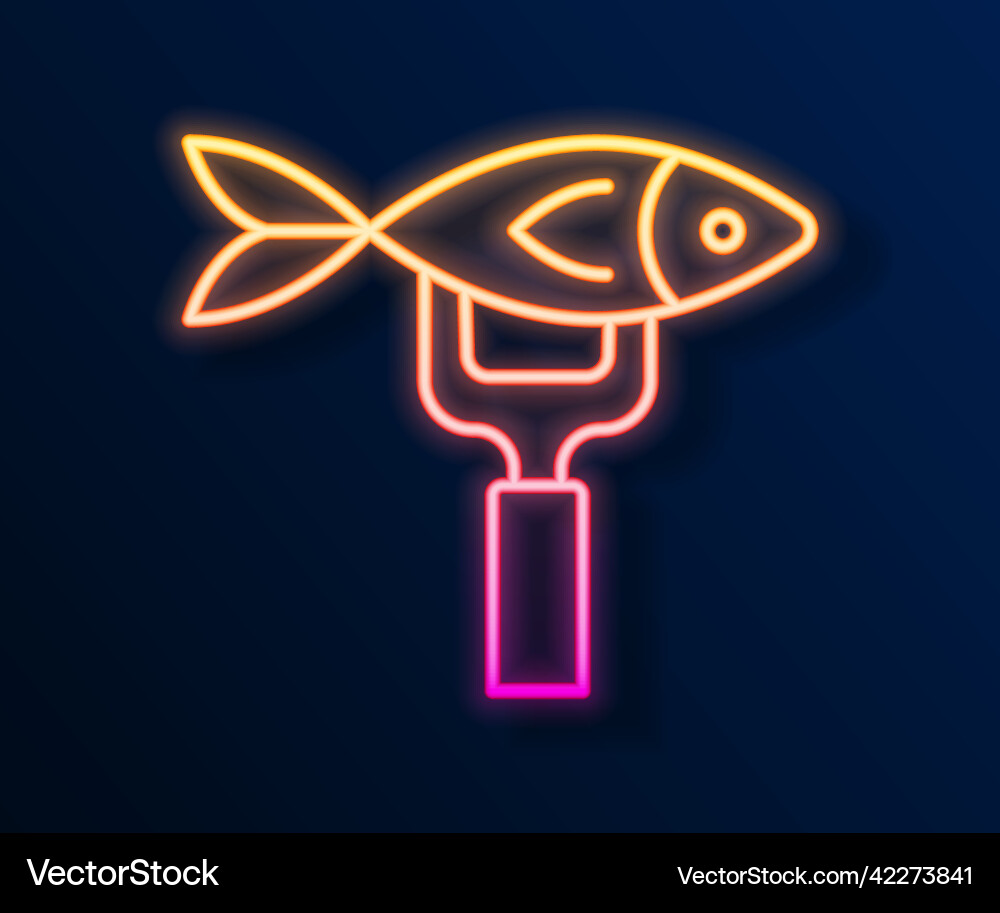 Glowing neon line dried fish icon isolated Vector Image