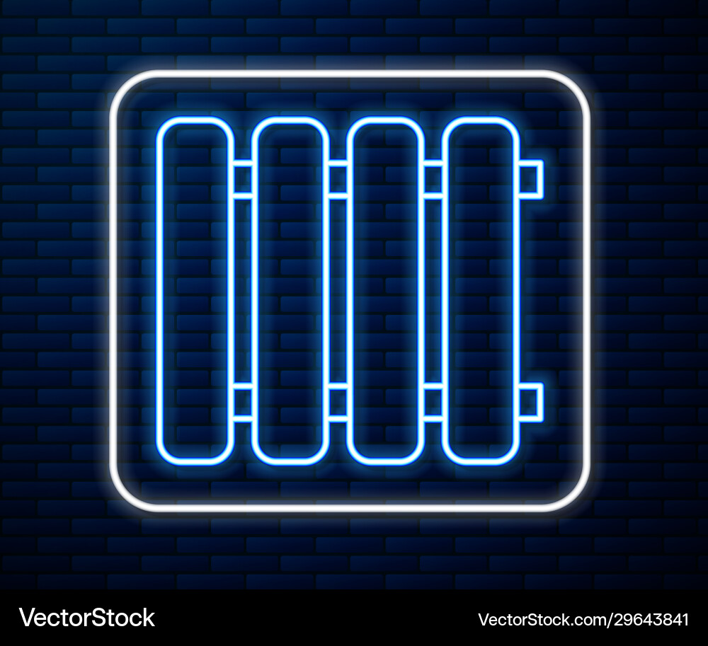 Glowing neon line heating radiator icon isolated Vector Image