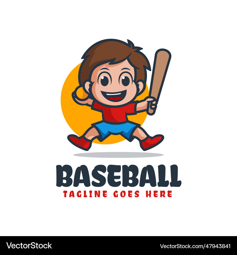 Logo baseball mascot cartoon style Royalty Free Vector Image
