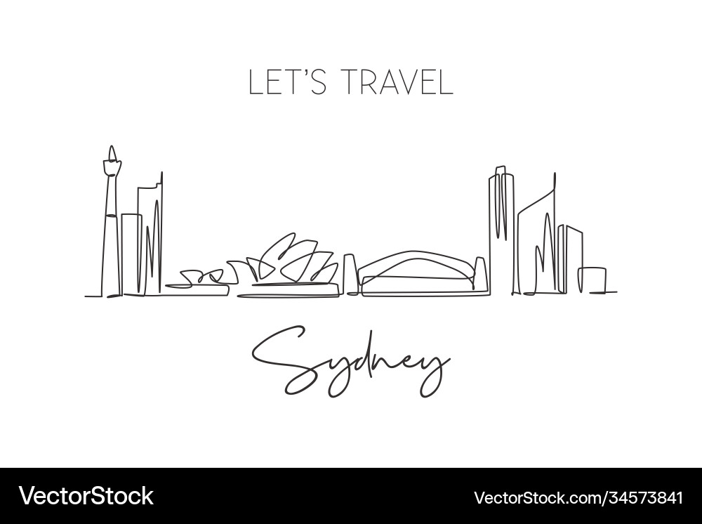 One single line drawing sydney city skyline Vector Image