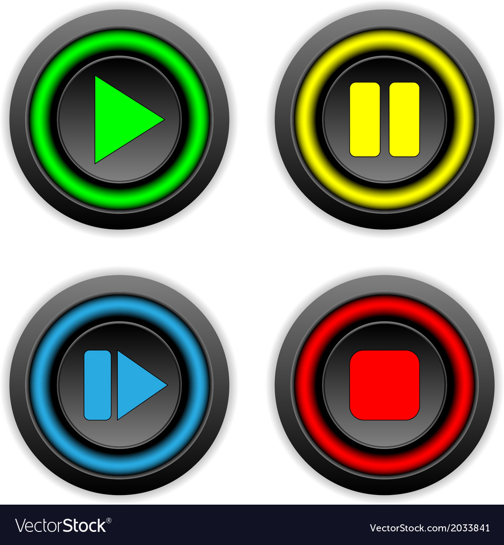 Play pause stop forward buttons set Royalty Free Vector Play pause stop forward buttons set Royalty Free Vector