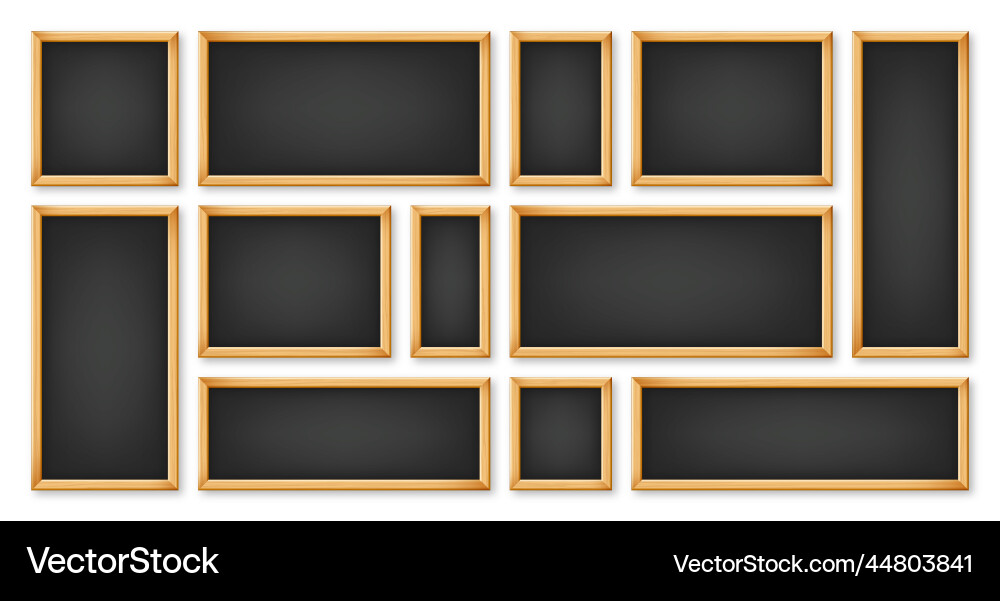 Realistic various chalkboards in a wooden frame Vector Image