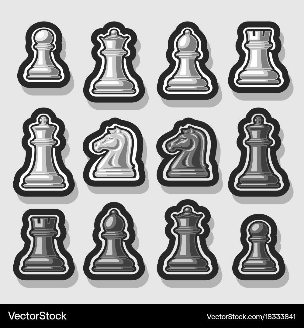 Set of monochrome chess pieces Royalty Free Vector Image