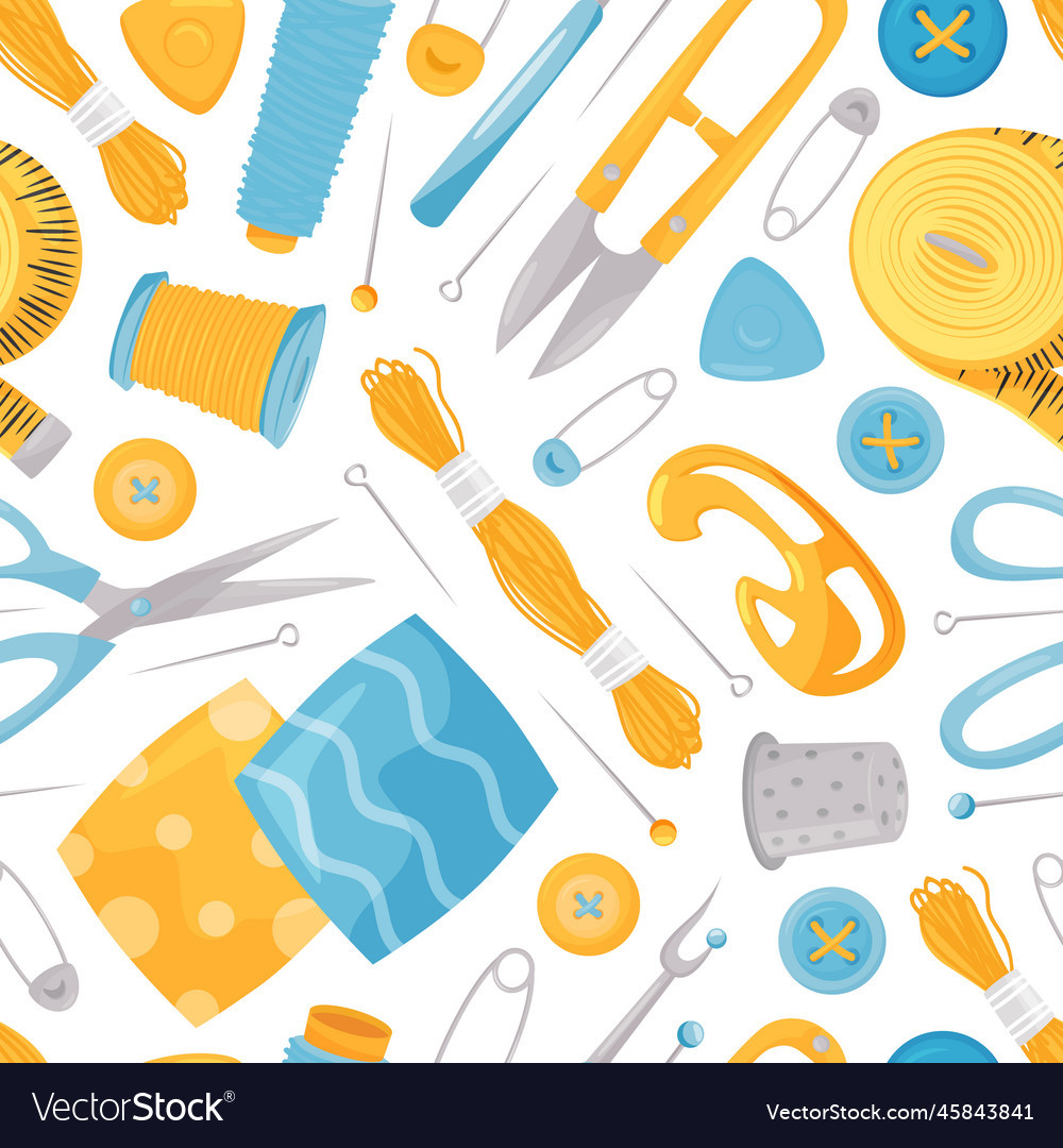 Sewing seamless pattern design with tools Vector Image