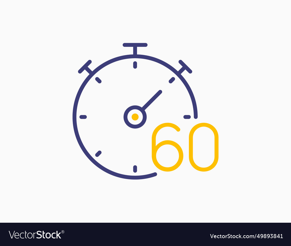 Timer 60 Minutes Line Icon Clock Countdown Vector Image