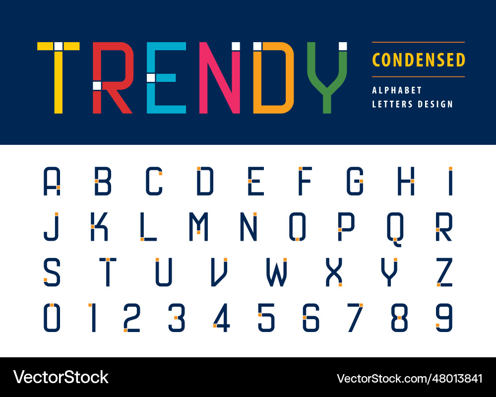 Trendy modern alphabet letters and numbers Vector Image
